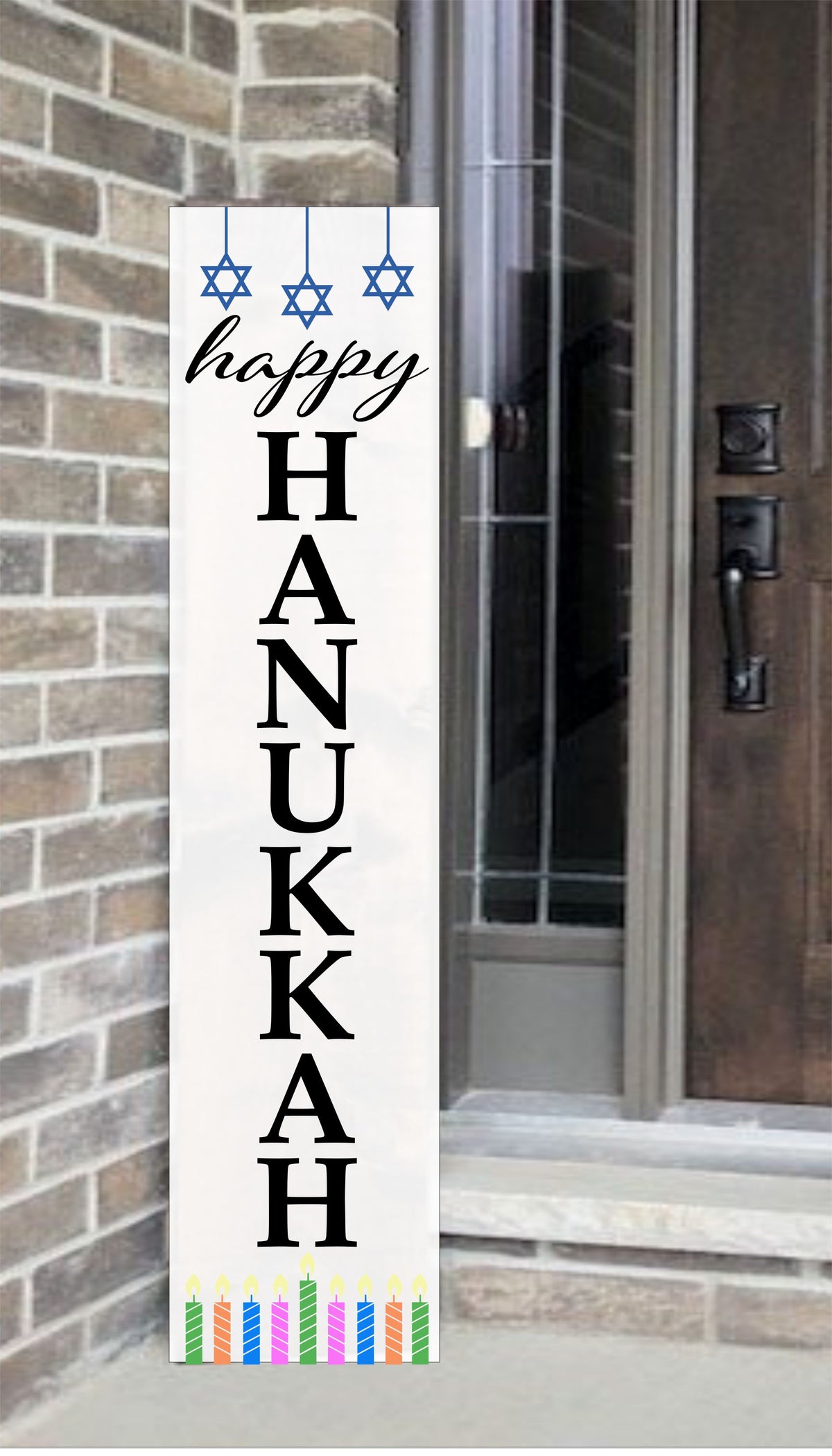 Happy Hanukkah Candles Porch Plank – Hammer & Stain Long Island