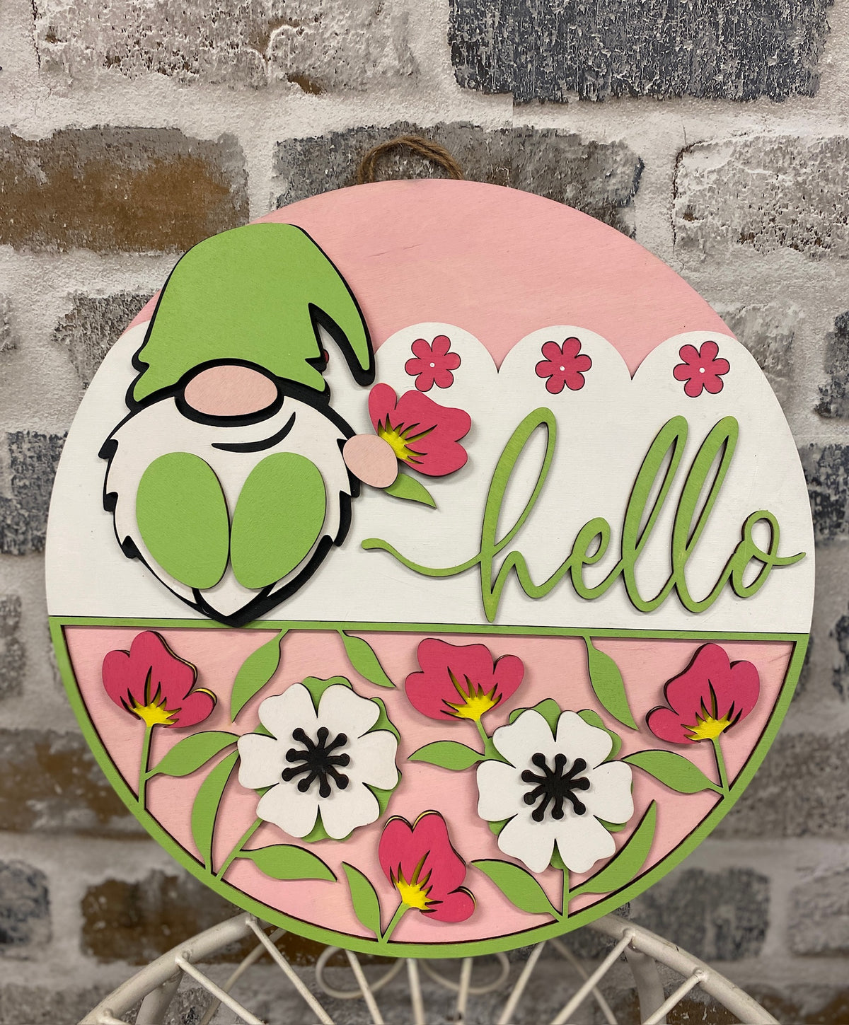 Hello Gnome Floral Doorhanger – Hammer & Stain Long Island