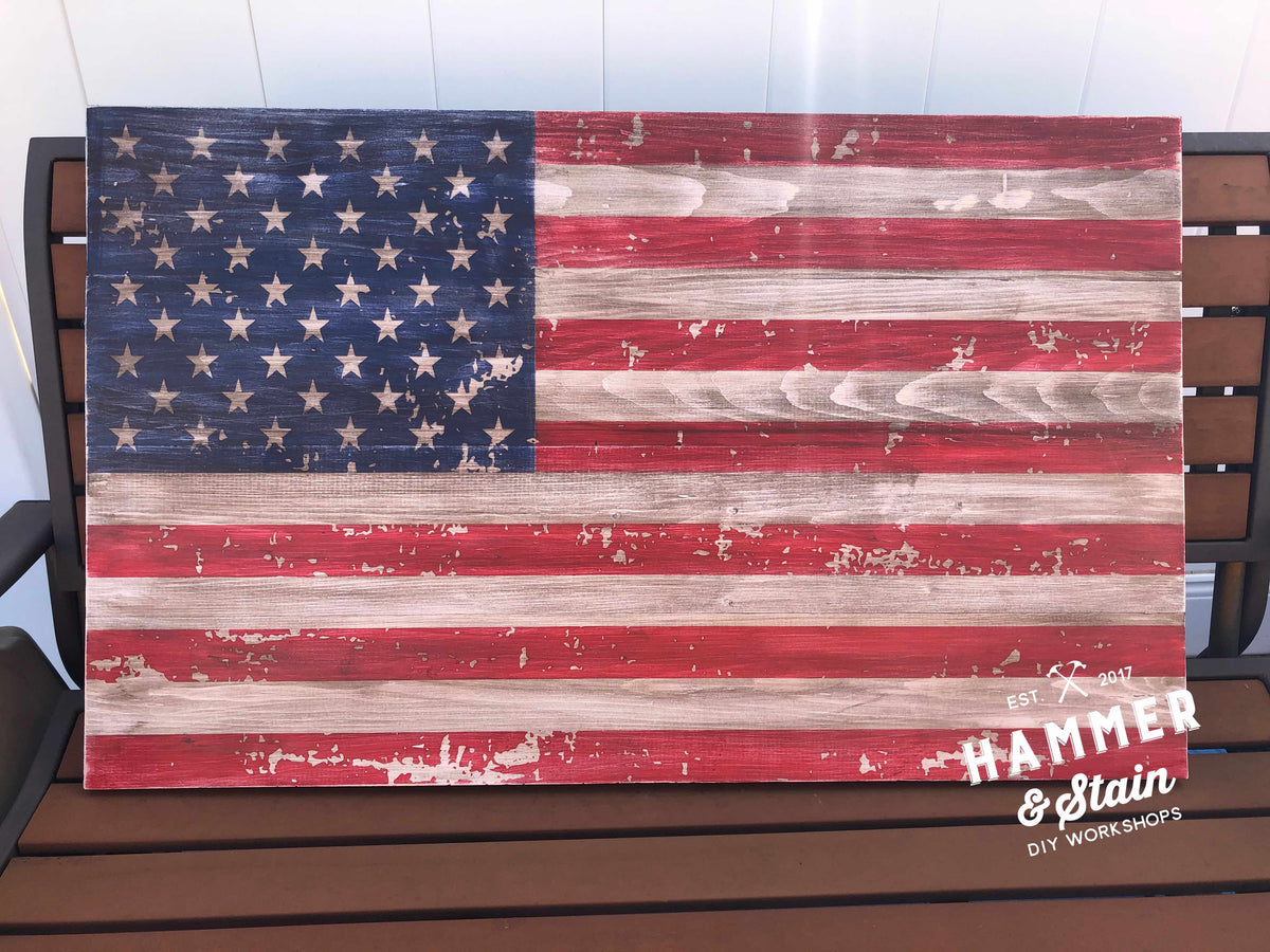 American Flag Distressed Pallet | Hammer & Stain Long Island