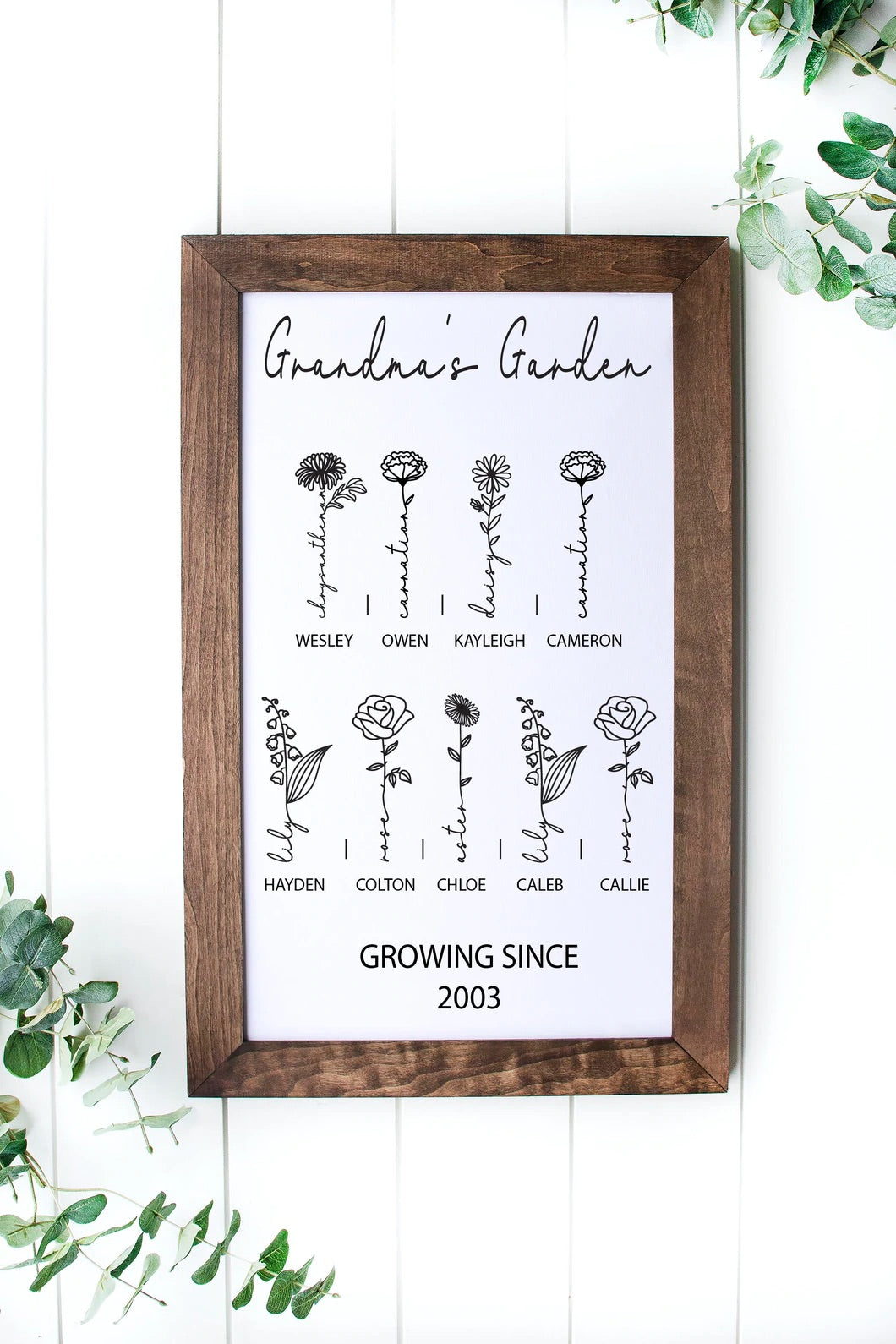 Birth Flower Garden Framed Sign | Hammer & Stain Long Island